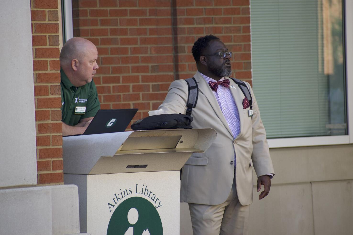 Sprinklers run in CHHS/COED Plaza amidst encampment protest at UNC ...