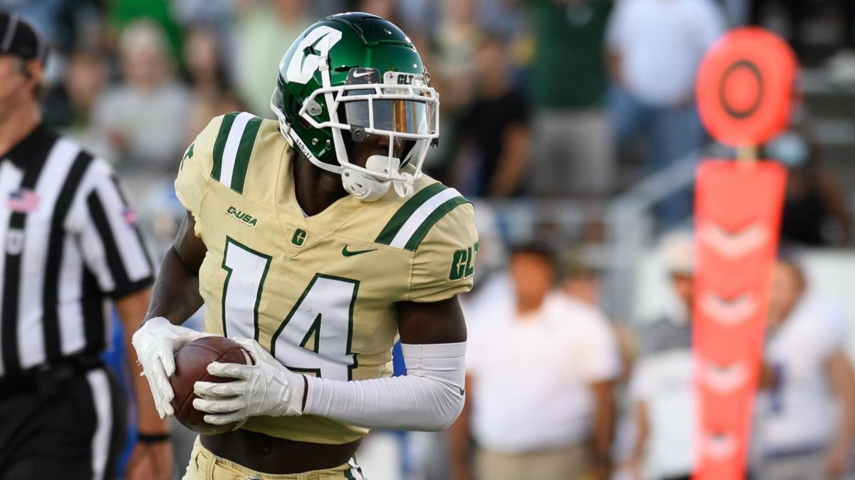 Former Charlotte football wide receiver Grant DuBose participates in ...