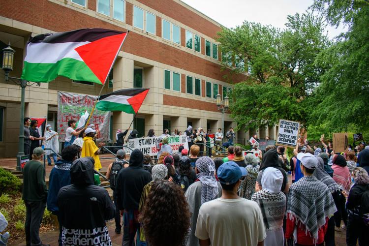 Gaza solidarity encampment holds rally on day 11 of their protest at ...
