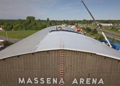 Massena Arena barrel roof replacement about halfway complete | St ...