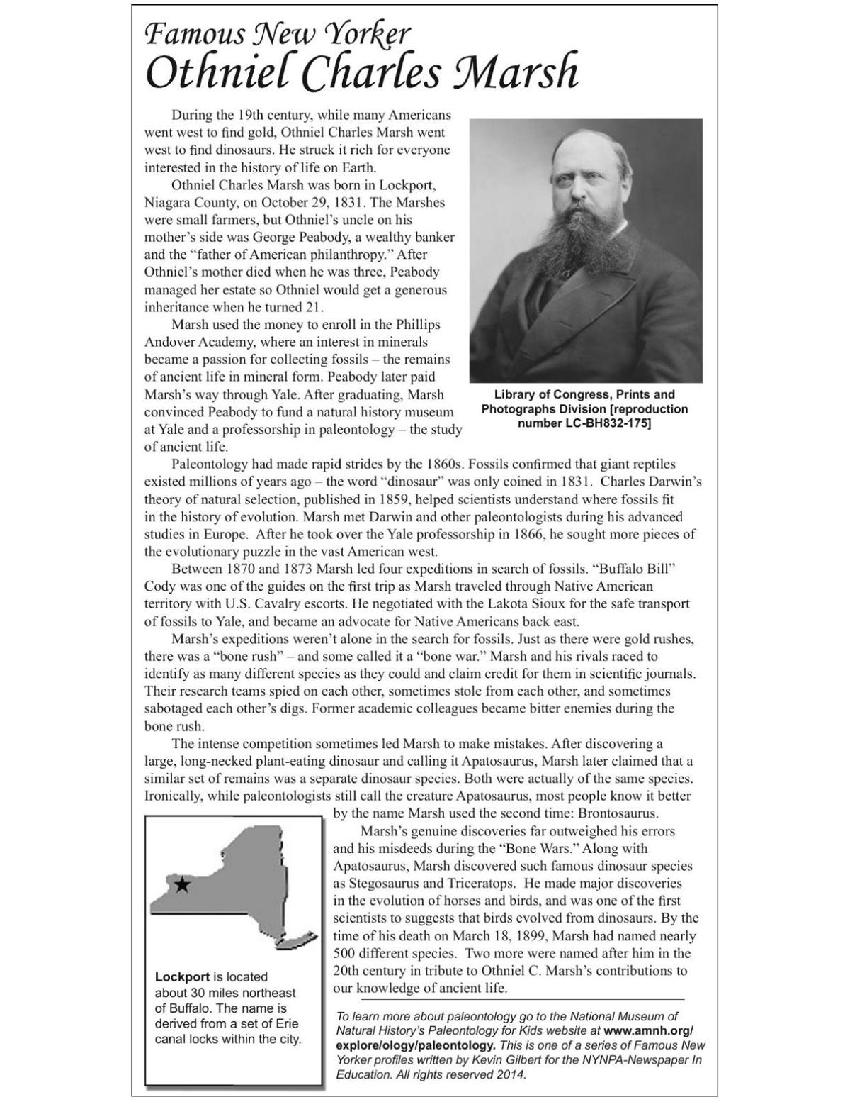 Famous New Yorker: Othniel Charles Marsh | Kidscontent | nny360.com