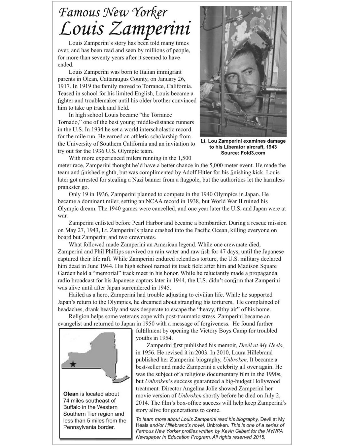 Famous New Yorker: Louis Zamperini | Kidscontent | nny360.com