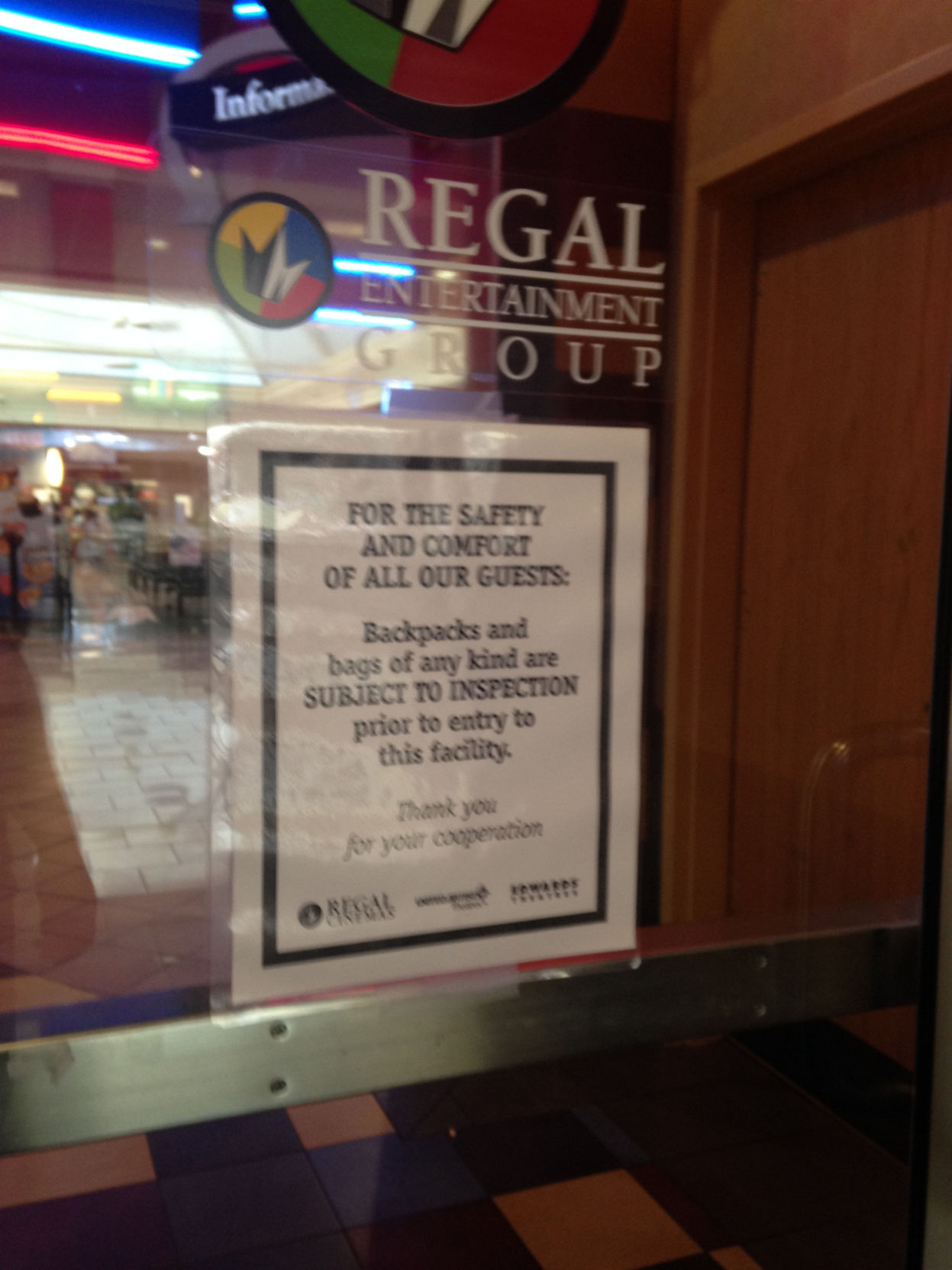 Theater patrons’ bags checked New Regal policy: Rules instituted in ...