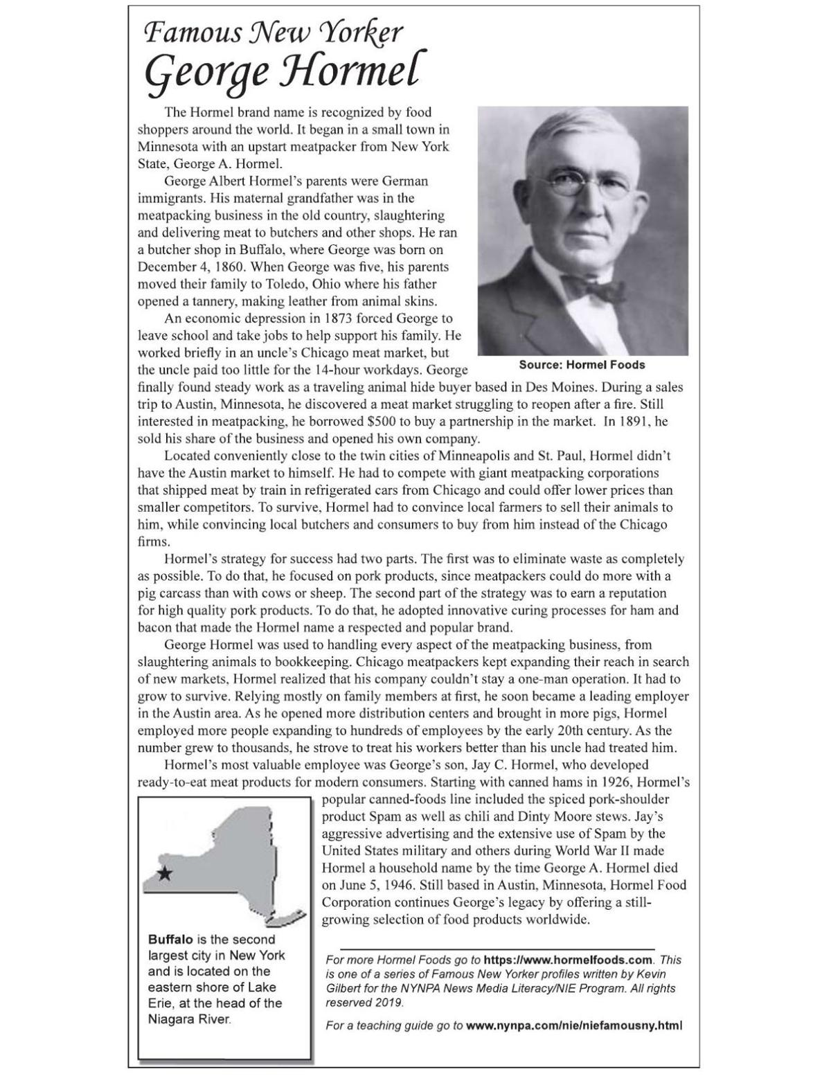 Famous New Yorker: George Hormel | Kidscontent | nny360.com
