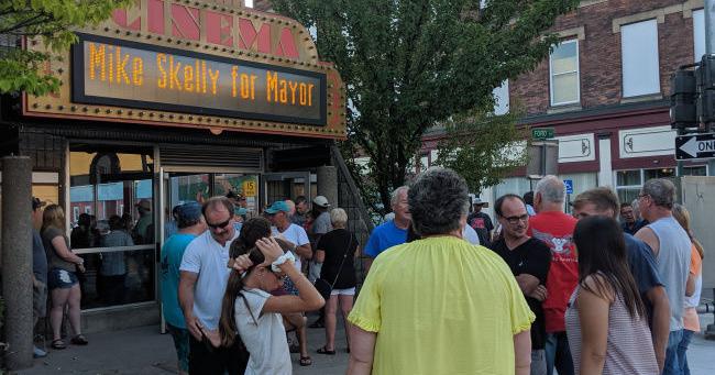 Skelly and Rishe launch write-in campaign with rally in front of ...