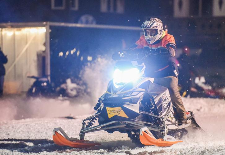 Hundreds turn out for snowmobile drag racing event NO SNOW, NO PROBLEM ...
