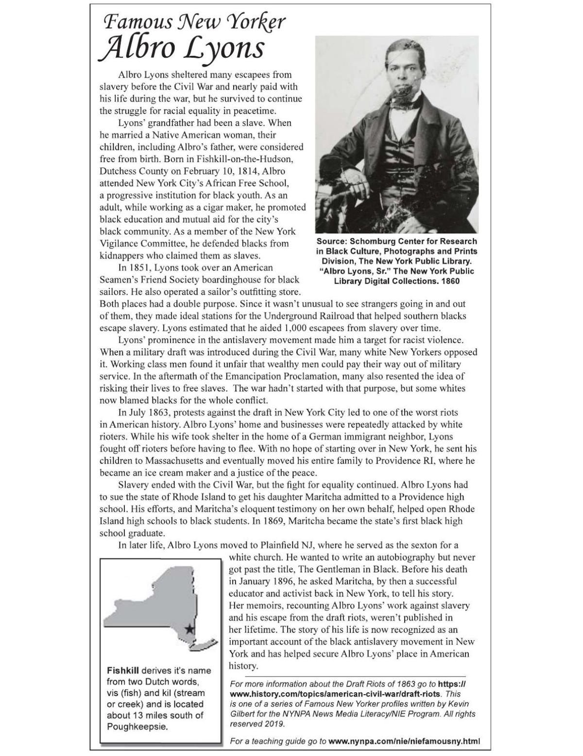 Famous New Yorker: Albro Lyons | Kidscontent | nny360.com