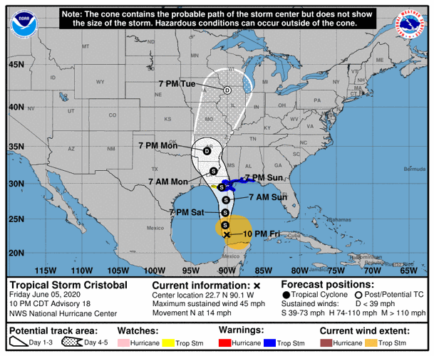 Tropical Storm Cristobal strengthens a bit more in Gulf of Mexico; see ...