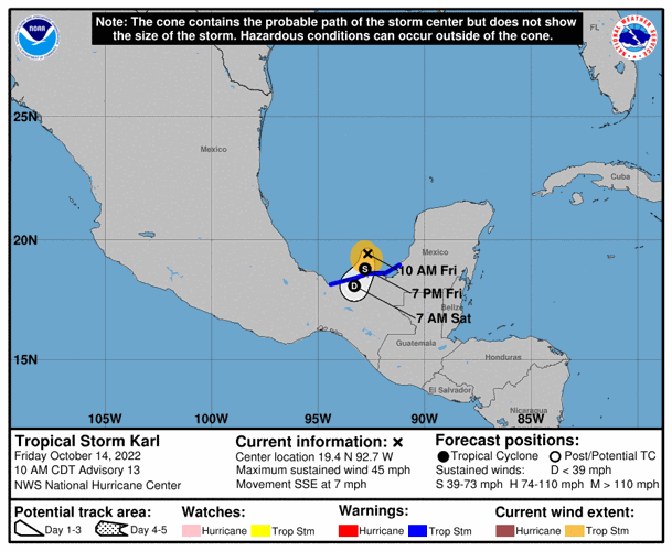 Tropical Storm Karl heads toward Mexico, while another system churns in ...