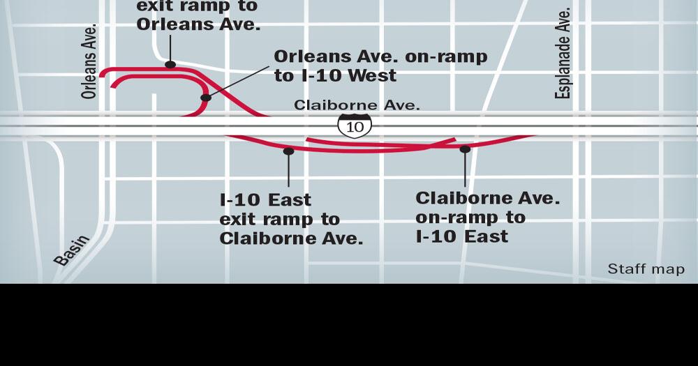 Claiborne I-10 ramps map | | nola.com