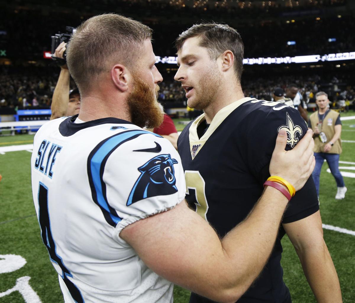 Saints' Wil Lutz celebrates winning field goal against Panthers, not ...