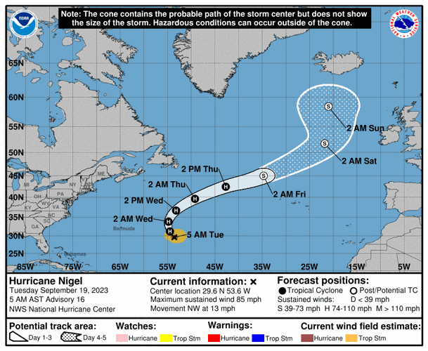 Hurricane Nigel forecast to peak as Category 2 storm | Hurricane Center ...