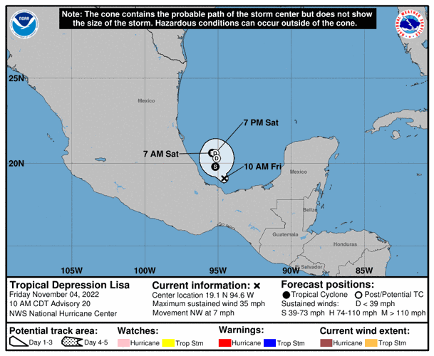 Tropical Depression Lisa enters Gulf of Mexico: See path | Hurricane ...