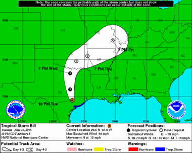 Tropical Storm Bill moves into Texas with more flood threats | Weather ...