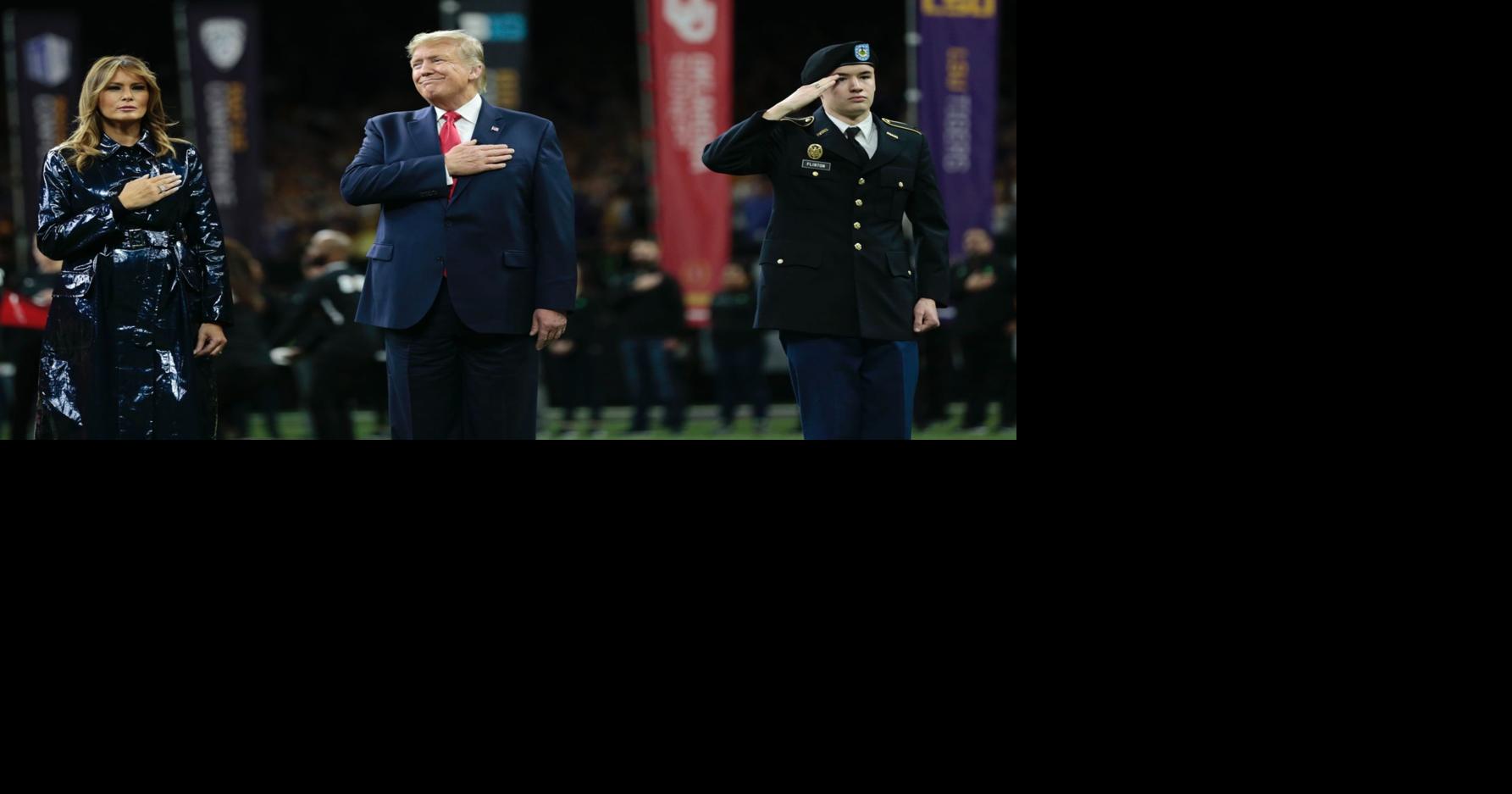 Watch: Donald Trump takes to Superdome field before LSU-Clemson, hears ...