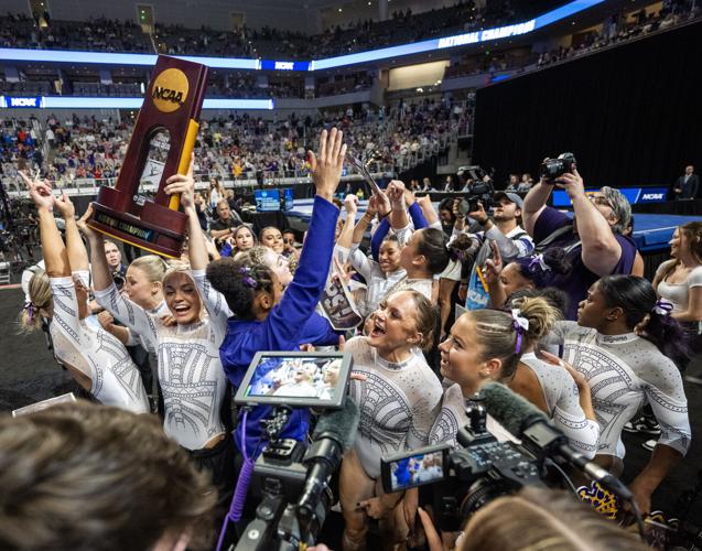 LSU captures its first NCAA gymnastics title with a 198.225 | LSU ...