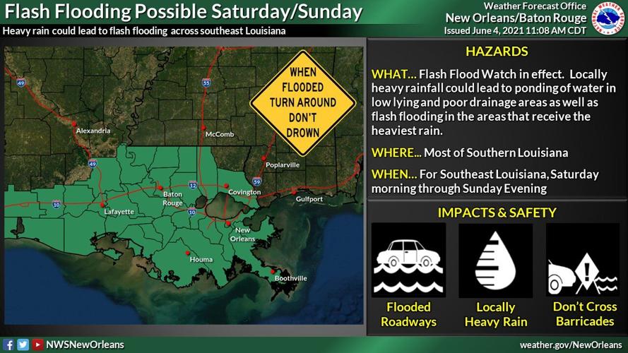 Flash flood watch in effect for Louisiana coast through Sunday evening ...