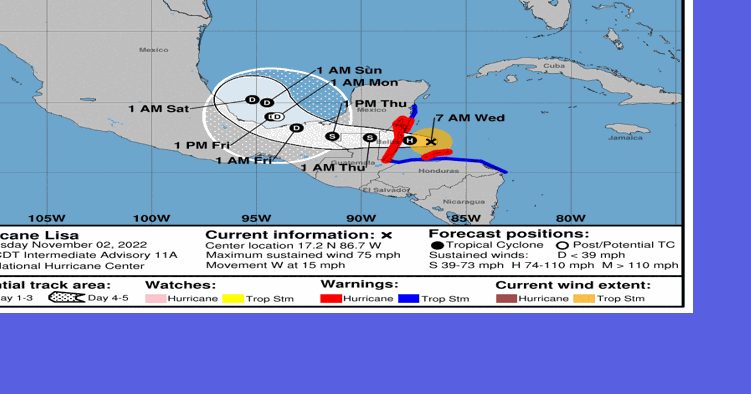 Hurricane Lisa track 7am Nov 2 | | nola.com