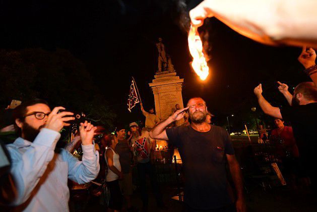 Scenes from the May 1 protest at the Jefferson Davis monument in New ...
