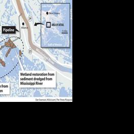 Pipeline moves Mississippi River sand to create 12-mile land bridge ...