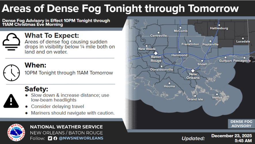 Dense fog advisory issued across southeast Louisiana | Weather | nola.com