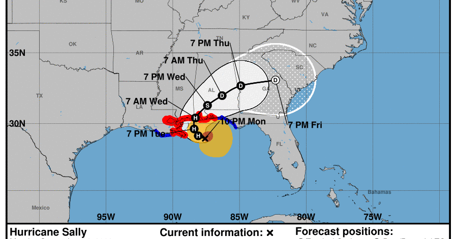 Hurricane Sally track moves farther east as storm approaches Gulf Coast ...