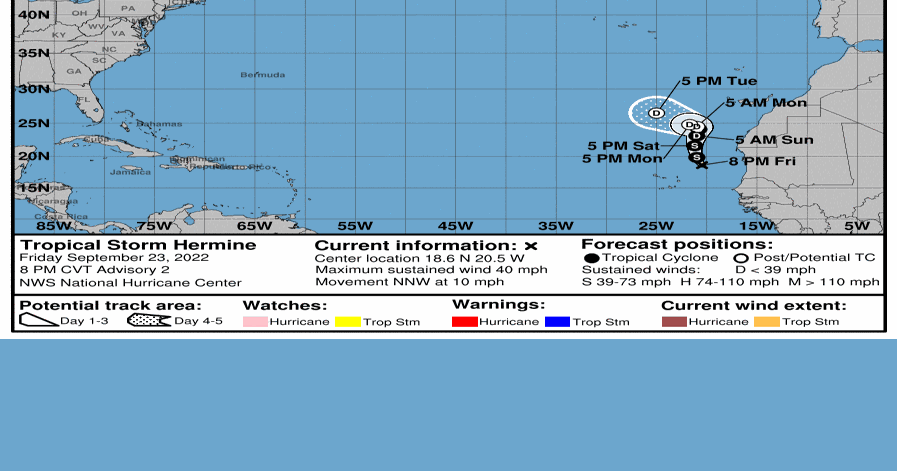 Tropical Storm Hermine forms off west Africa's coast; see track, other ...
