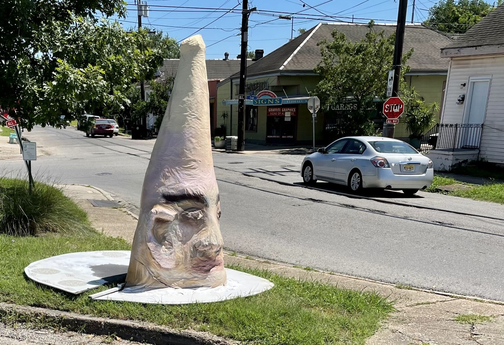 Photos: Cone-headed sculpture appears at Uptown intersection | Photos ...