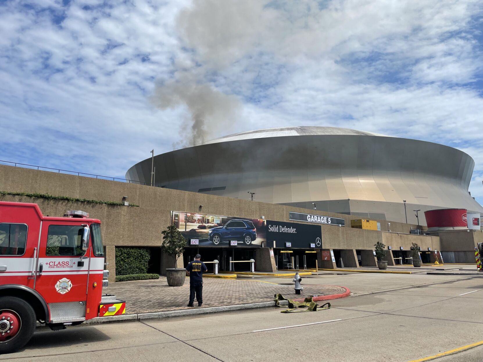 Caesars Superdome roof catches fire as crews clean, injuring one; see ...