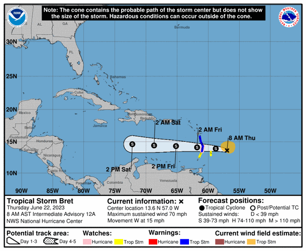 Disturbance near Tropical Storm Bret becomes a depression | Hurricane ...