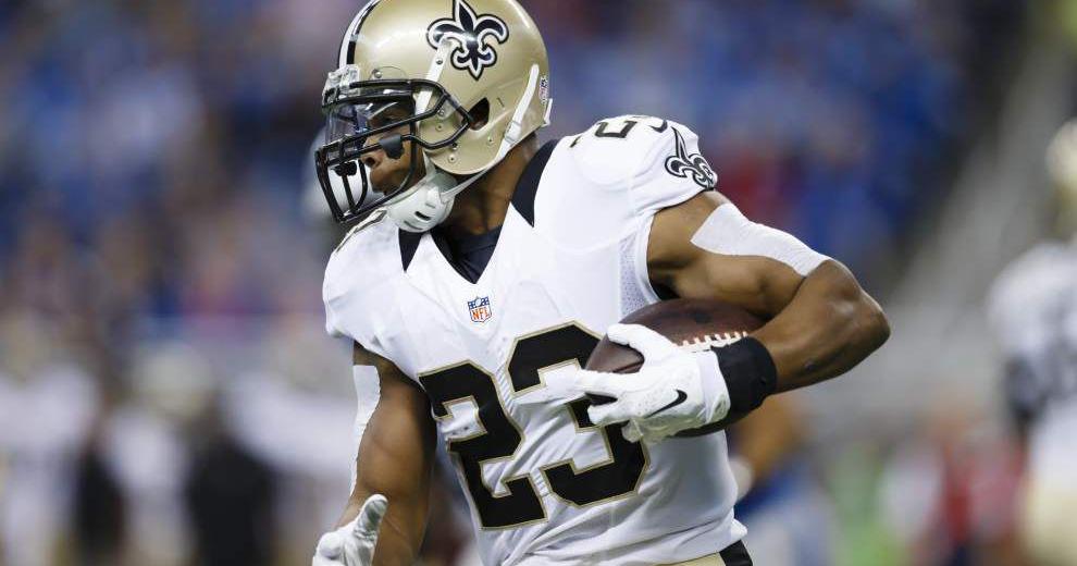 Saints' Khiry Robinson, Pierre Thomas, Jonathan Goodwin and Kyle Knox ...