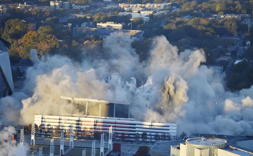 Video: Georgia Dome imploded in downtown Atlanta, gone in about 15 ...
