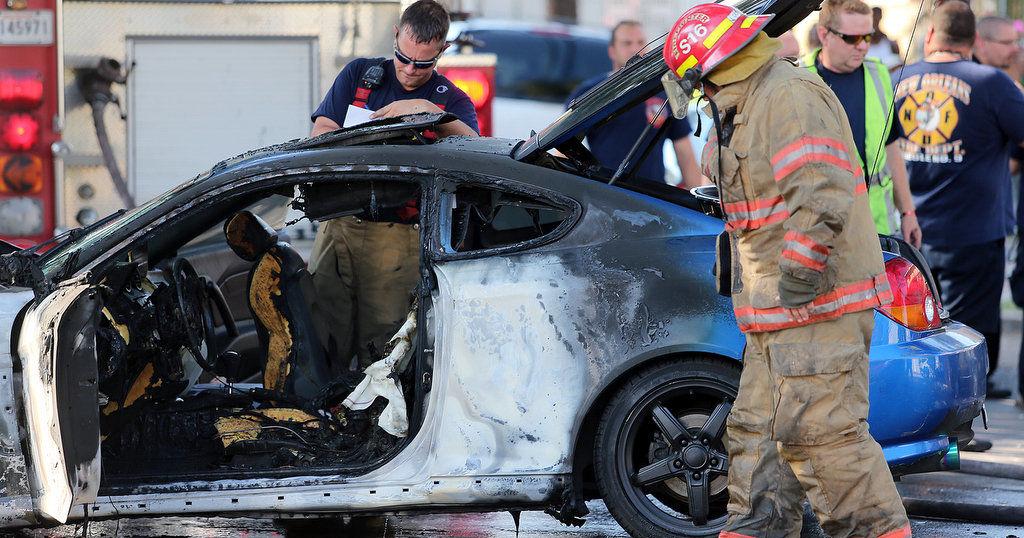 Car bursts into flames following Central City collision | Traffic ...