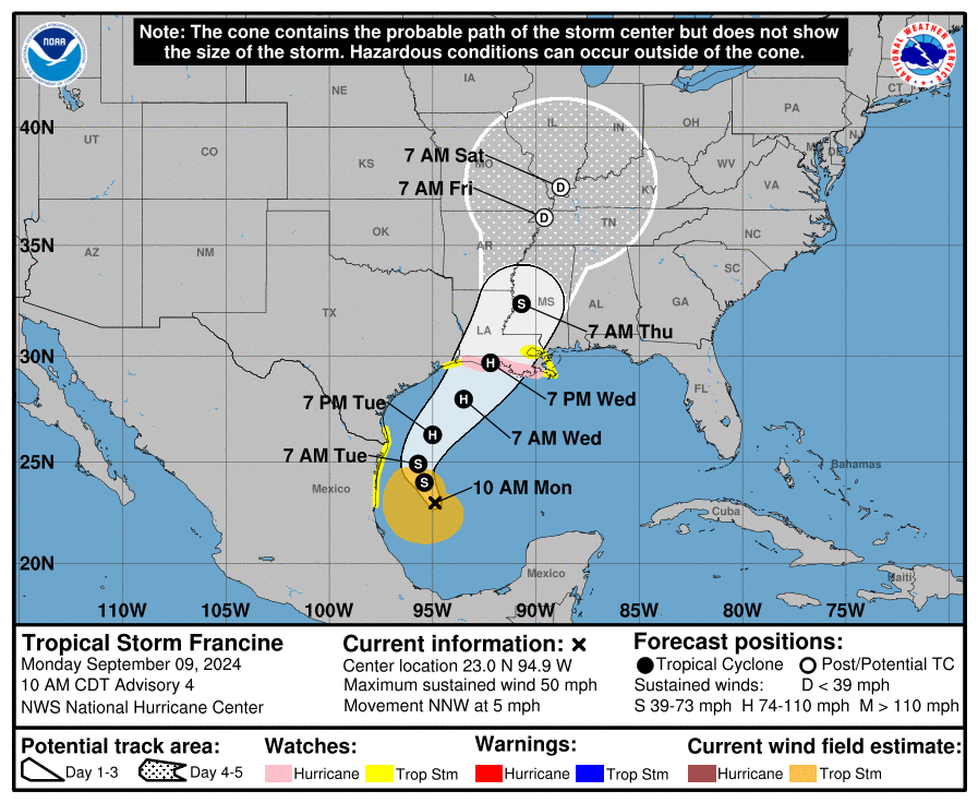 Tropical Storm Francine forms, expected to hit Louisiana | Hurricane ...