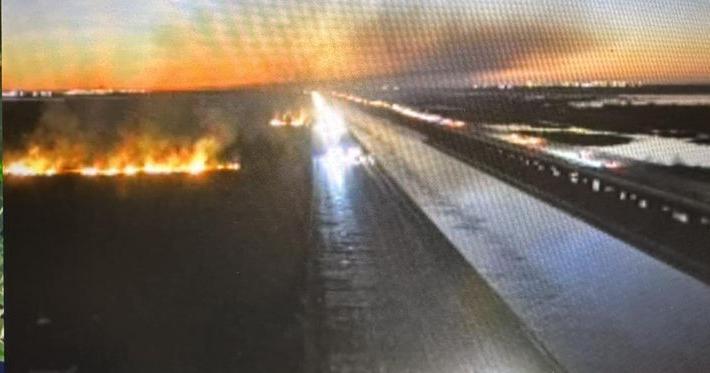 WATCH: Marsh fire burns near I-10 over Bonnet Carre Spillway ...
