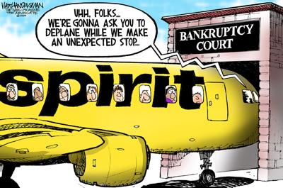 Spirit airlines files for bankruptcy cartoon | Walt Handelsman | nola.com