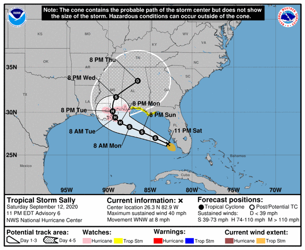 Hurricane watch issued for metro New Orleans; see Tropical Storm Sally ...