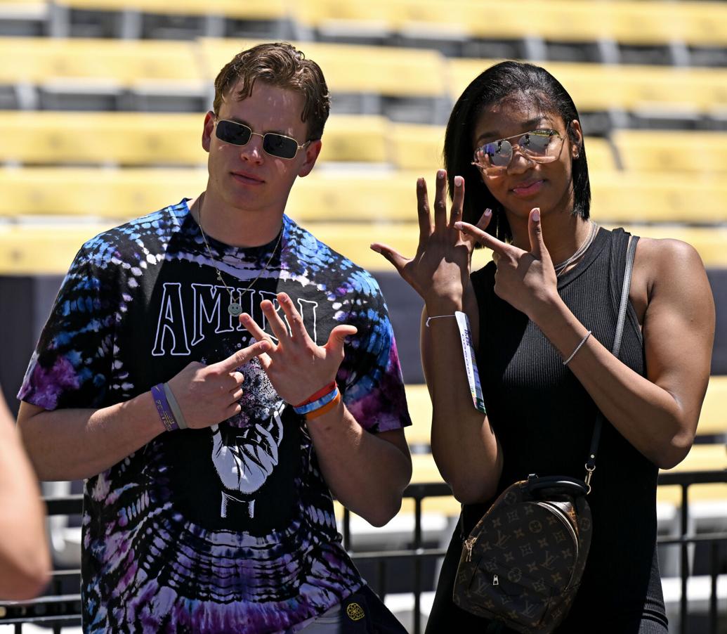 Joe Burrow, Angel Reese reunion at the LSU spring game | Womens ...