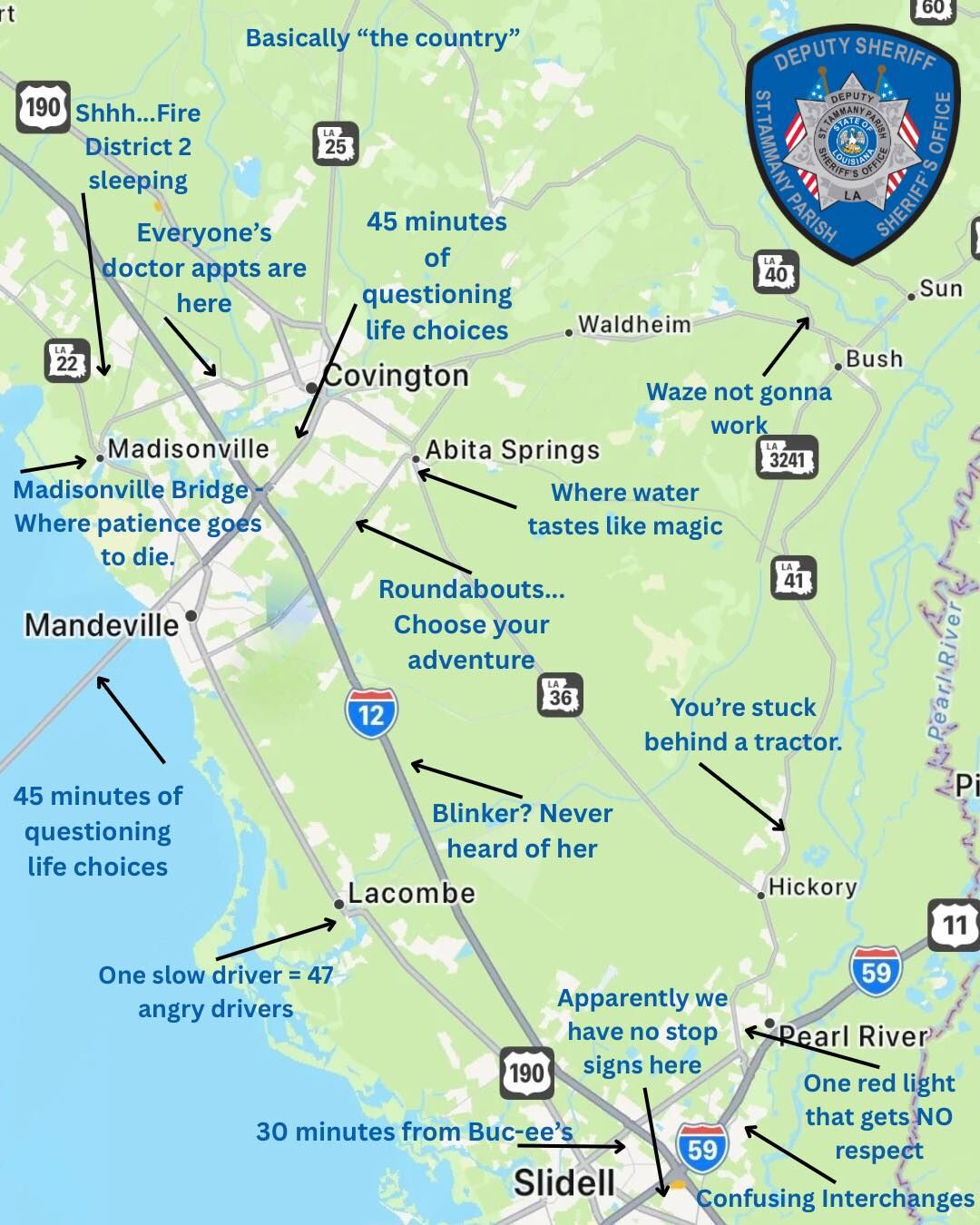 Meet the hilarious, new St. Tammany road map | One Tammany | nola.com