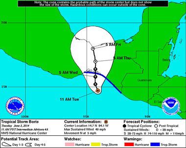 Tropical Storm Boris forms in Pacific; 30 inches of rain could hit ...