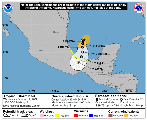 Tropical Storm Karl strengthens in Gulf of Mexico ahead landfall in ...
