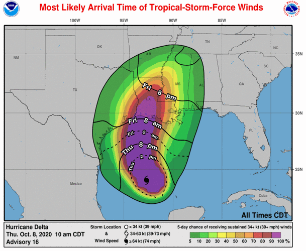 Hurricane Delta strengthens in Gulf as it heads toward Louisiana: See ...