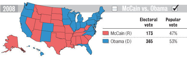 Presidential electoral maps and election outcomes, 1972-2008 | Local ...