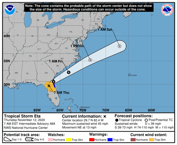 Tropical Storm Eta makes landfall in Florida north of Tampa, dumps ...