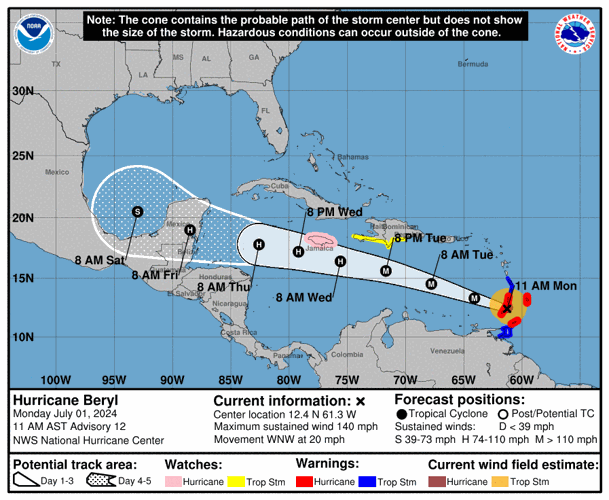 Will major Hurricane Beryl affect Louisiana? See forecast | Hurricane ...
