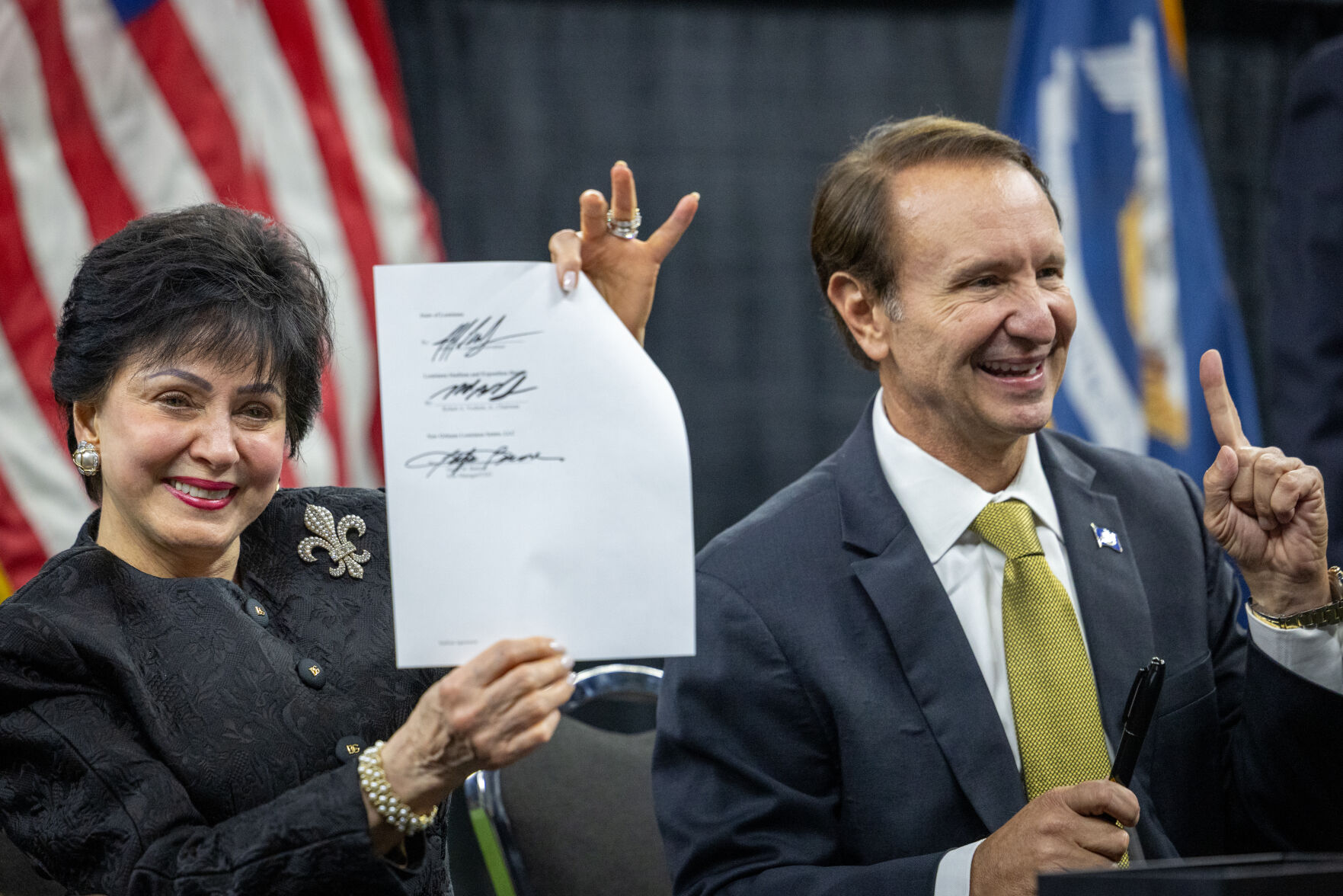 Gayle Benson, Gov. Jeff Landry head to New York to meet with NFL, NBA ...