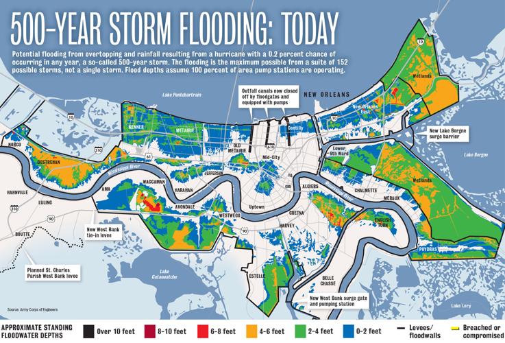 Hurricane Katrina flooding compared to a 500-year storm today: Graphic ...