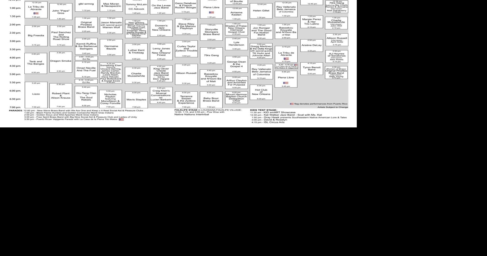 Jazz Fest cubes: See the full hour by hour, stage by stage schedule ...