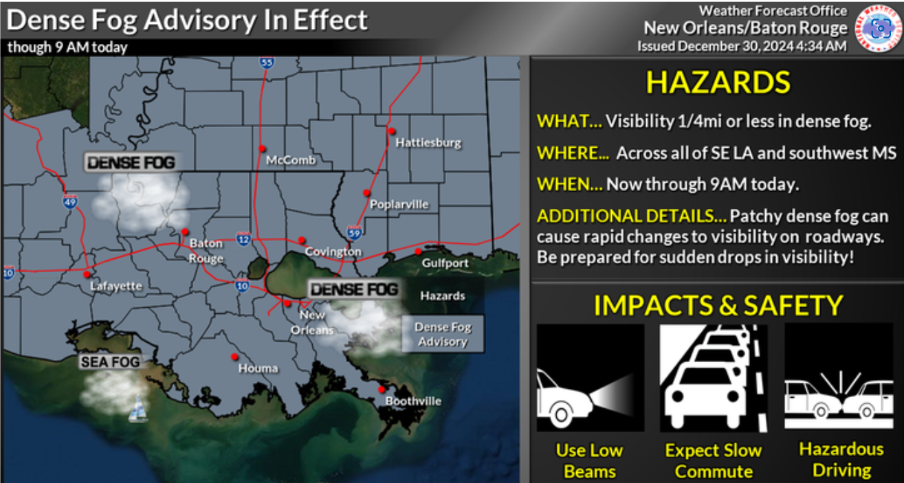 Southeastern Louisiana under dense fog advisory | Weather | nola.com