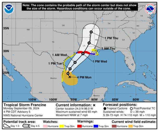 New Orleans keeps a wary on eye on Tropical Storm Francine | Hurricane ...